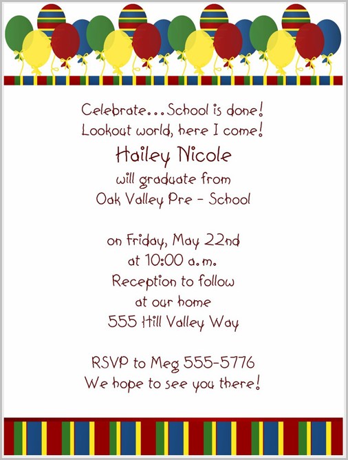 Culturavagabonda Pre K Graduation Invitations Templates